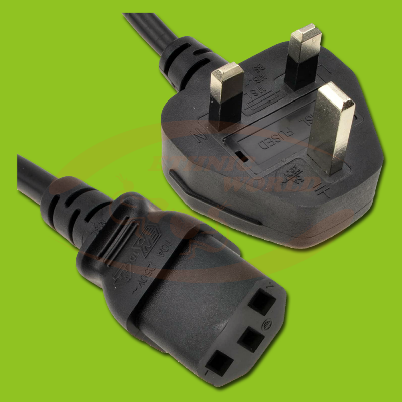 Power Cable with UK Plug (M) - IEC (F) - Ethnic World